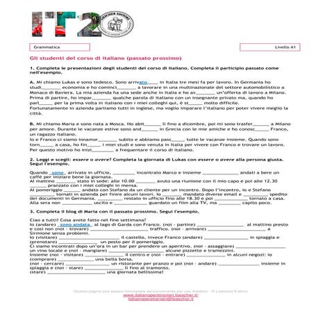 A1 passato prossimo esercizi | PDF