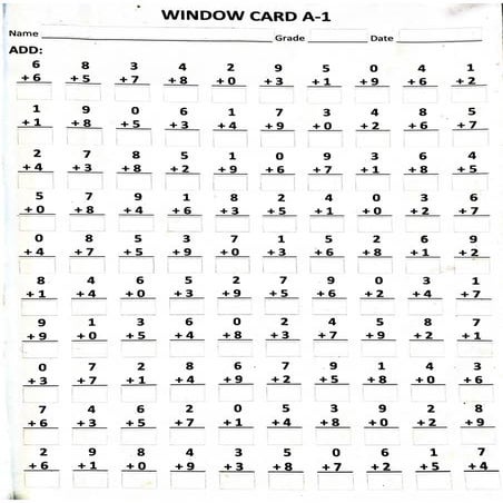 A1 & S1.pdf Addition Subtraction window cards | PDF