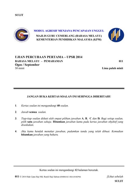 A2 ujian percubaan-bm012_1 | PDF