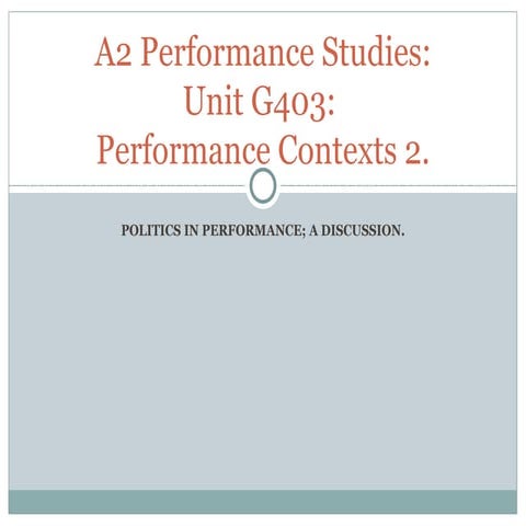 A2 Performance Studies | PPT