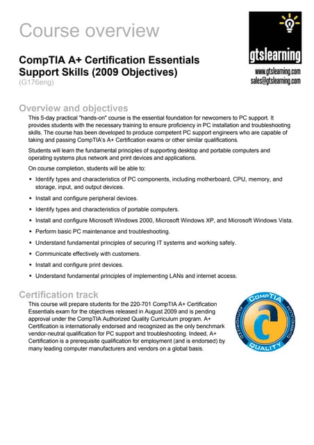 Lecture 1 Comptia A Certification Ppt