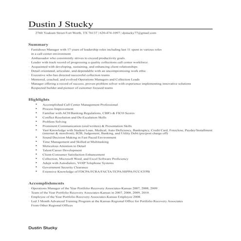 Dustin J Stucky resume - 1 | PDF