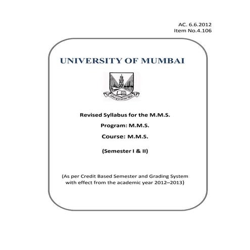 MMS_Syllabus(Mumbai University) | PDF