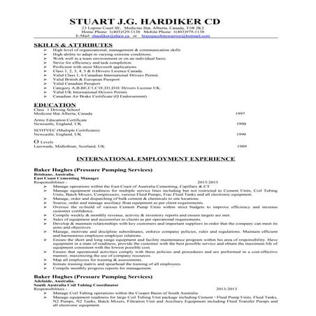 Stuart Hardiker Resume (July 2016) | DOC