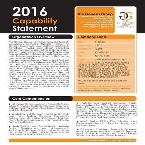2016 Capability Statement FLYER | PDF