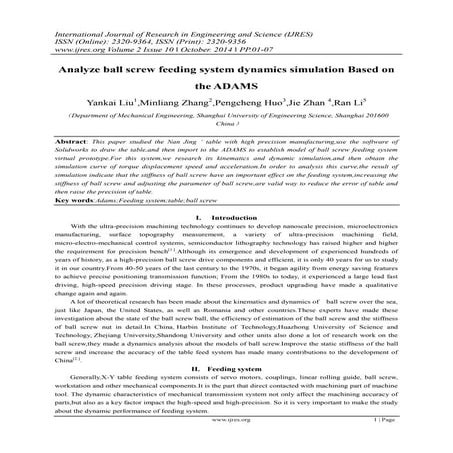 Analyze ball screw feeding system dynamics simulation Based on the ...