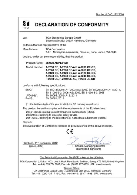 APH-20 declaration of conformity | PDF