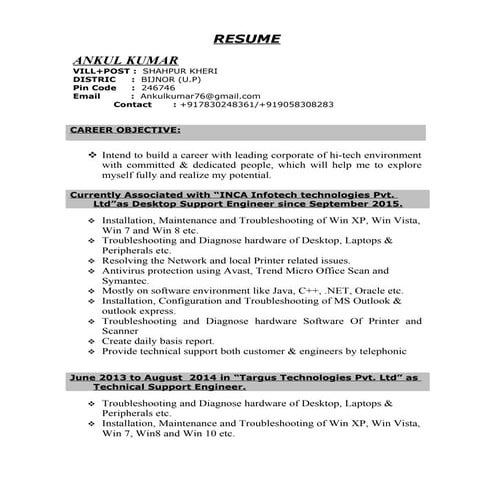 Ankul_kumar resume | PDF