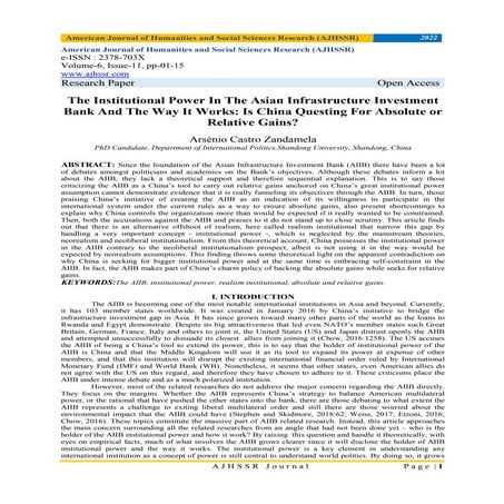 The Institutional Power In The Asian Infrastructure Investment Bank And ...