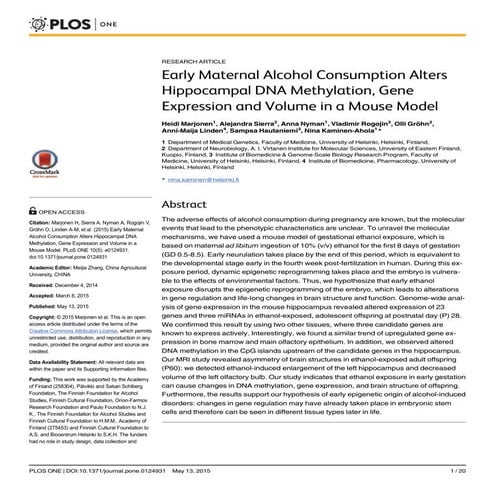 Developmental Timeline of Alcohol- Induced Birth Defects | PDF