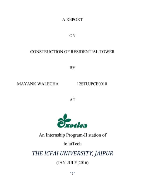 Residential Building Construction Report | PDF