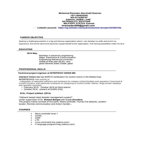 Mohamed Ramadan Cv Pdf