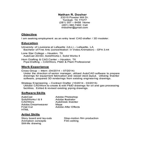 Nathan Dosher Resume 3-2015 | PDF