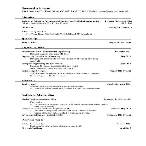 Spring 2016 Resume 3 | DOCX