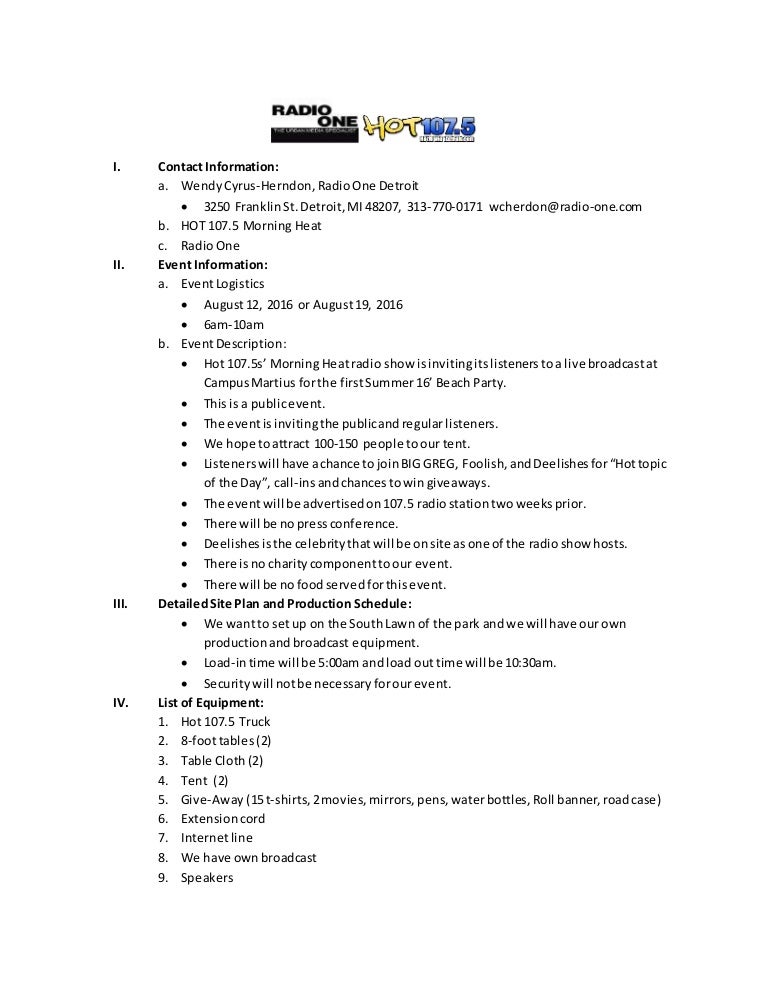 Radio Event Proposal Radio Event Proposal