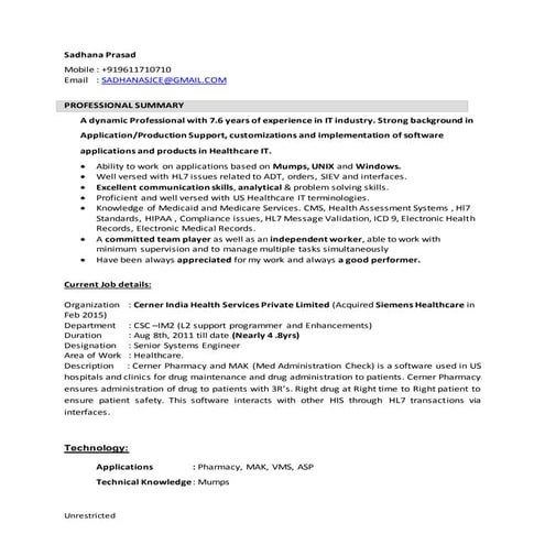 Sadhana Prasad_Resume_2016 | PDF