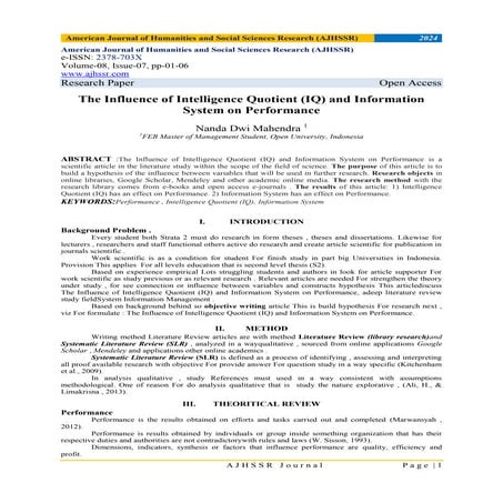 The Influence of Intelligence Quotient (IQ) and Information System on ...