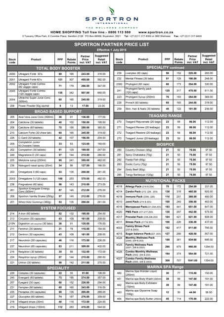 Forever Living Products distributor price list 2014-2015 | PDF