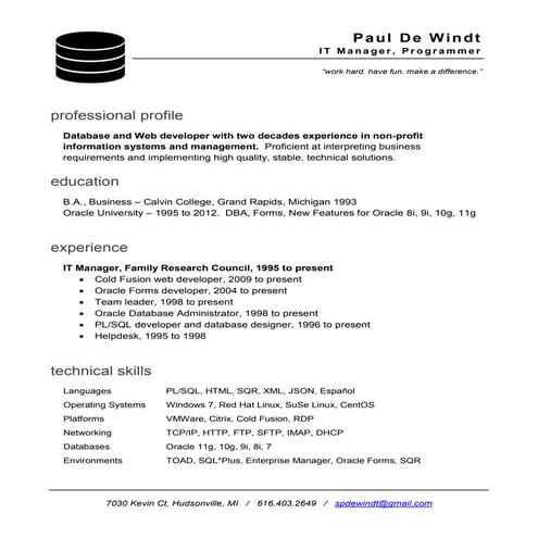 Paul De Windt Resume | PDF