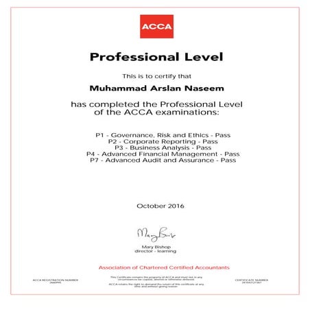 Certificate P-Level | PDF