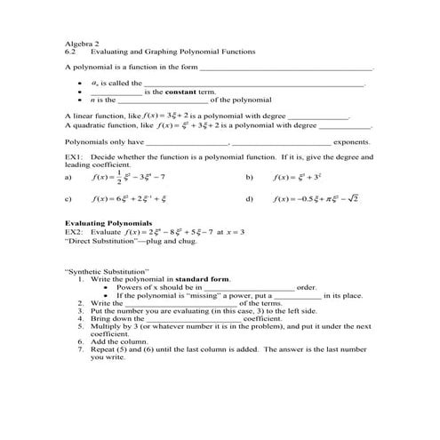A26-2 Polynomials Notes | DOC