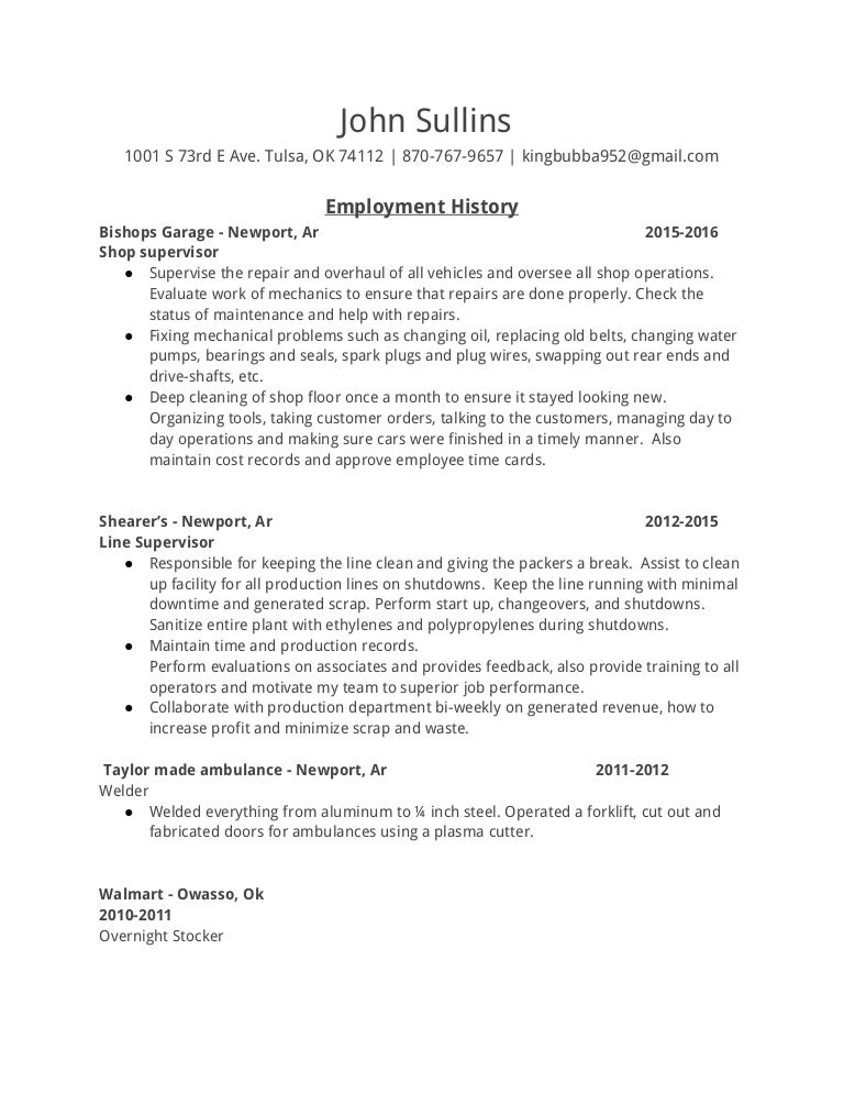 John Sullins' Resume