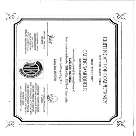 Fire fighting cert | PDF