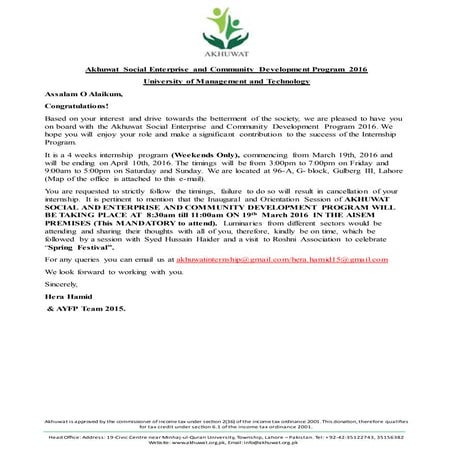 Orientation Letter | DOCX | Non-Profit Organizations | Industries