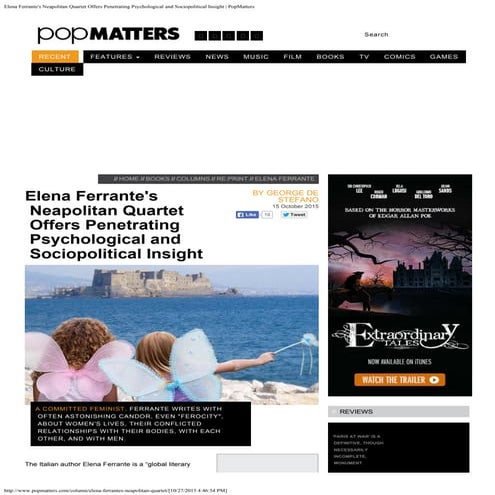 Elena Ferrantes Neapolitan Quartet Offers Penetrating Psychological and ...