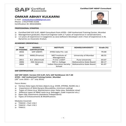 Omkar Kulkarni_ABAP_Mumbai_CV | DOC
