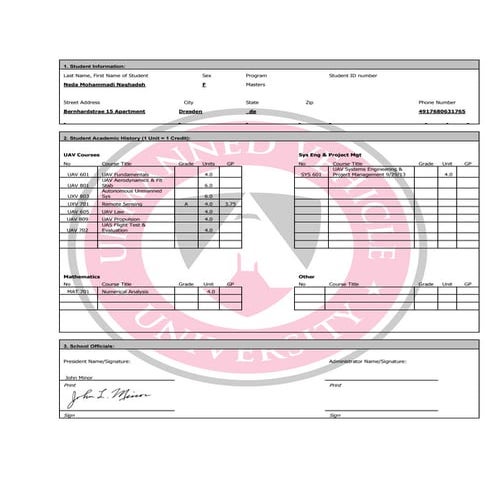 Neda Mohammadi UVU Transcript | PDF