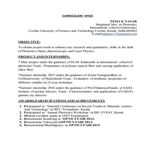 NEHA K NASAR CV | DOCX