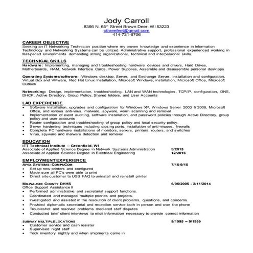 Jody Carroll resume NSA | DOCX