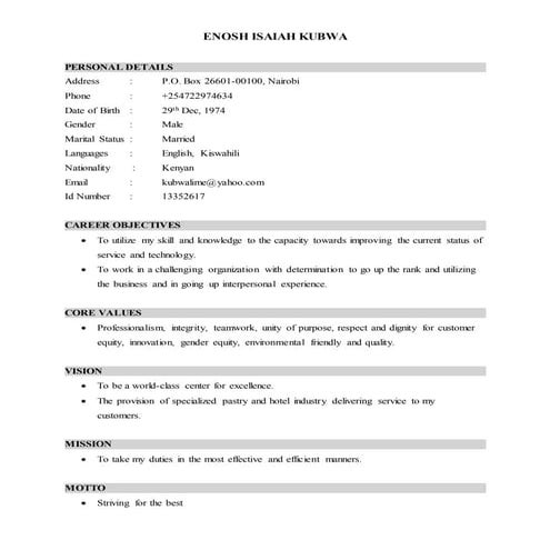 kubwa's cv | PDF