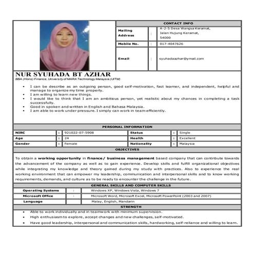 NUR SYUHADA AZHAR. RESUME (1) | DOCX