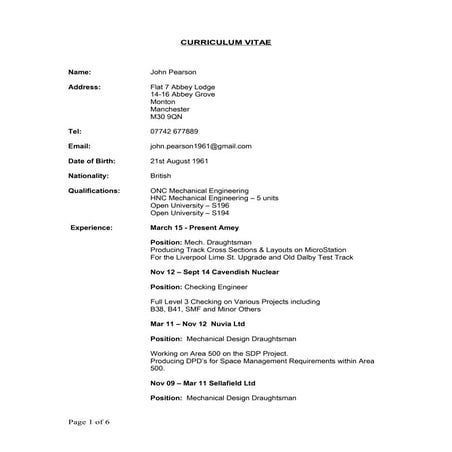 John Pearson C.V. | DOC