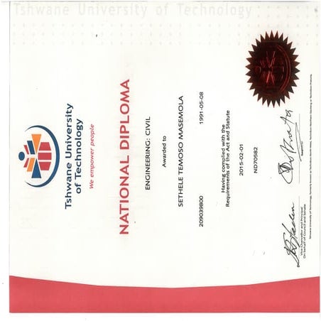 NDip Civil Eng Certificate | PDF