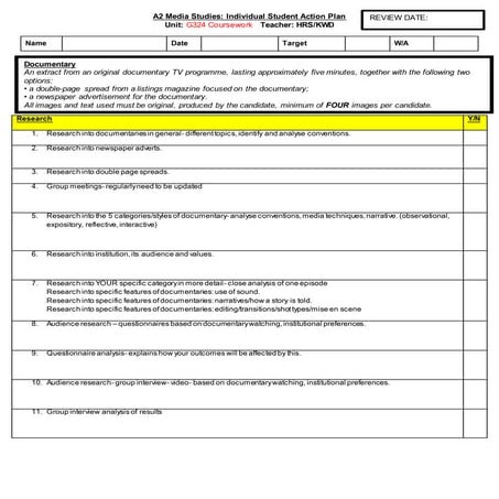 Marking Criteria For Music Video | ODT