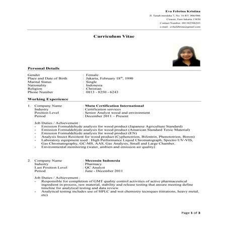 CV Eva Febrina terbaru | PDF