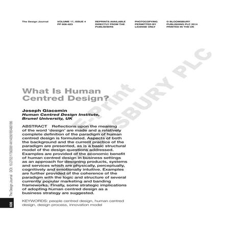 What is Human Centred Design - The Design Journal | PDF