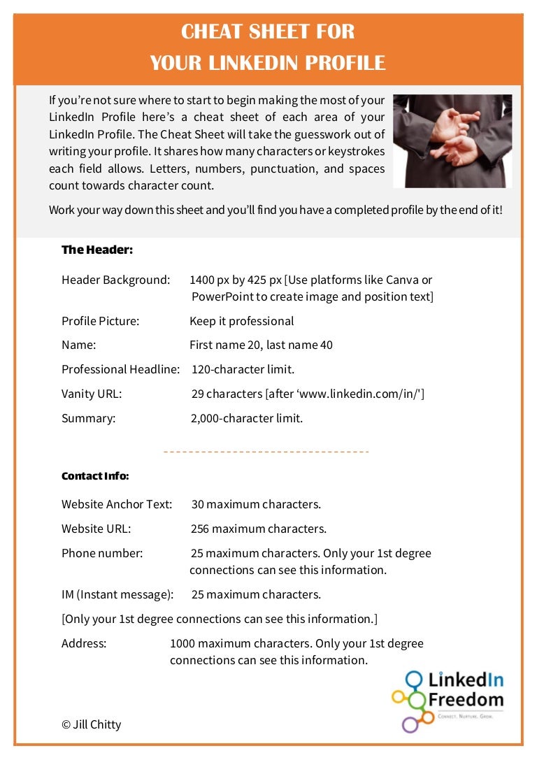 LinkedIn Profile Cheat Sheet