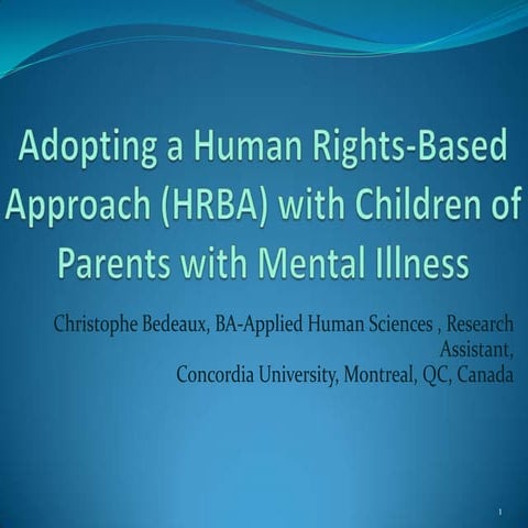 Adopting a Right-Based Approach with Children of Parents with Mental ...