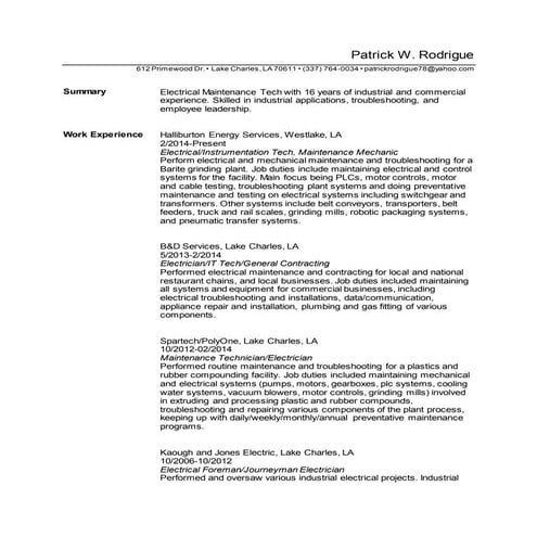 Patrick Rodrigue Updated Resume | DOCX