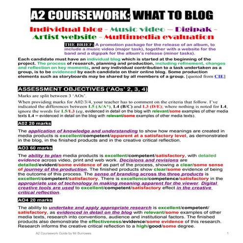 A2 CIE cwk marking and blogging guide | DOC | Educational Assessment ...