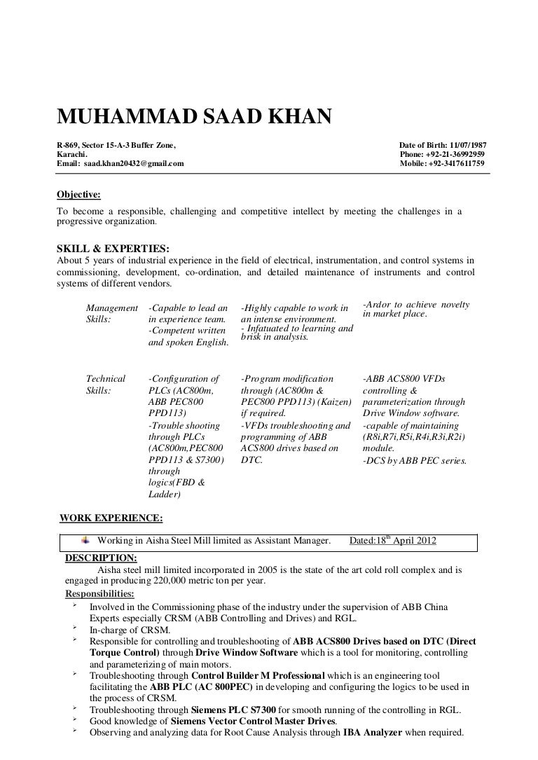 CV of M.Saad Khan