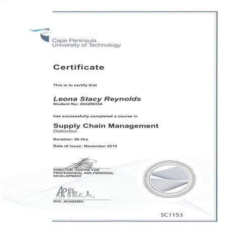 Certificate SCM | PDF