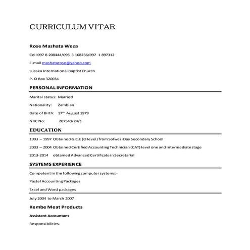 CV Wilma Short version | DOCX