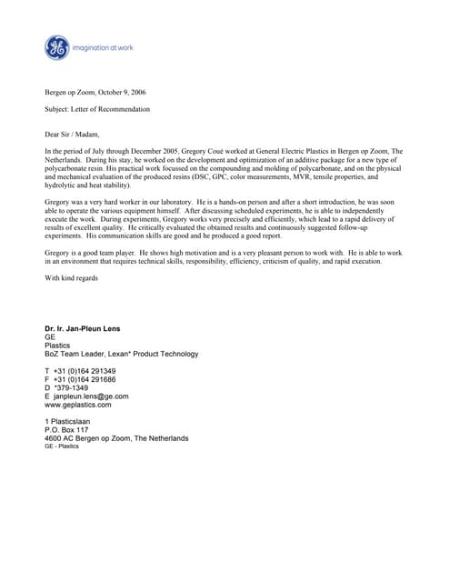 Reference Letter (University of Twente) GREGORY COUE | PDF