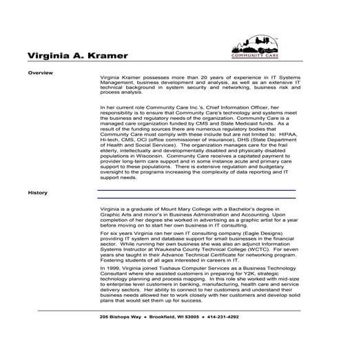 Virginia Kramer Profile 20160206 | PDF