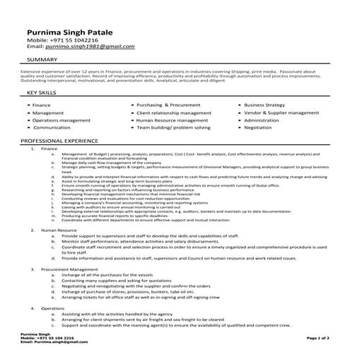 Resume-Purnima (1) | PDF